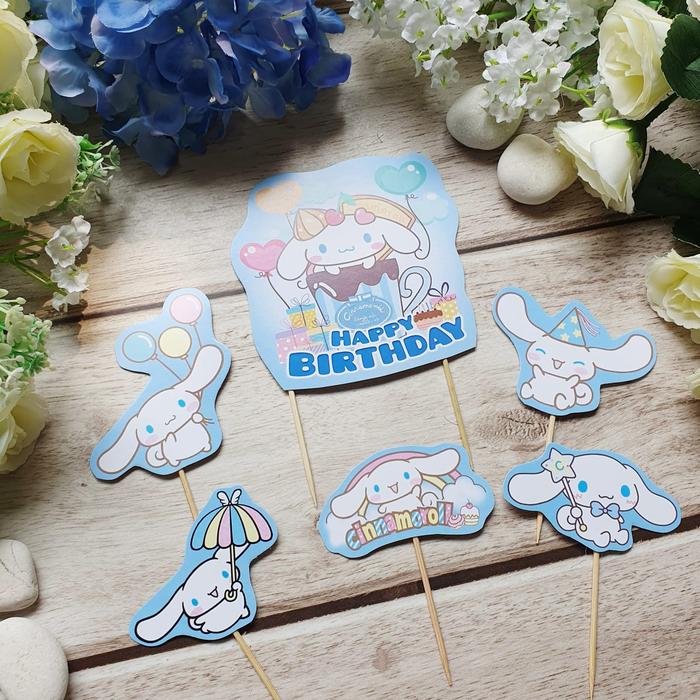 Jual Cinnamoroll Birthday Cake Topper Cupcake Pudding Sanrio Hampers ...