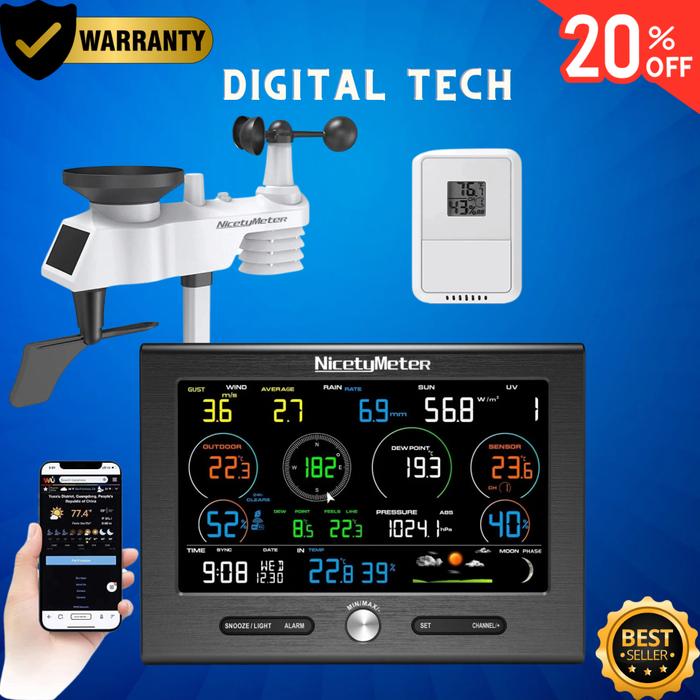 Jual Wifi Wireless Weather Station Rain Gauge Sunlight Dew Point UV ...