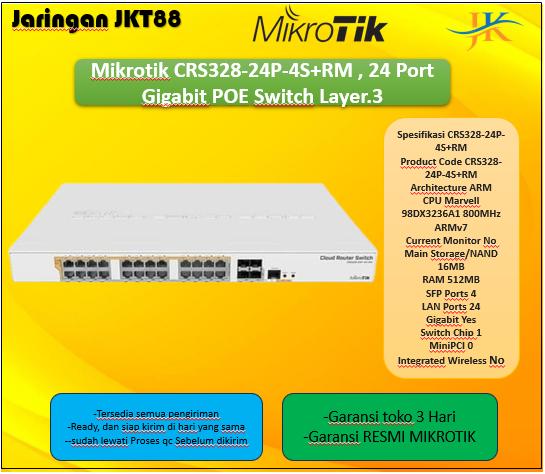 Jual Mikrotik CRS328-24P-4S+RM , 24 Port Gigabit POE Switch Layer.3 ...