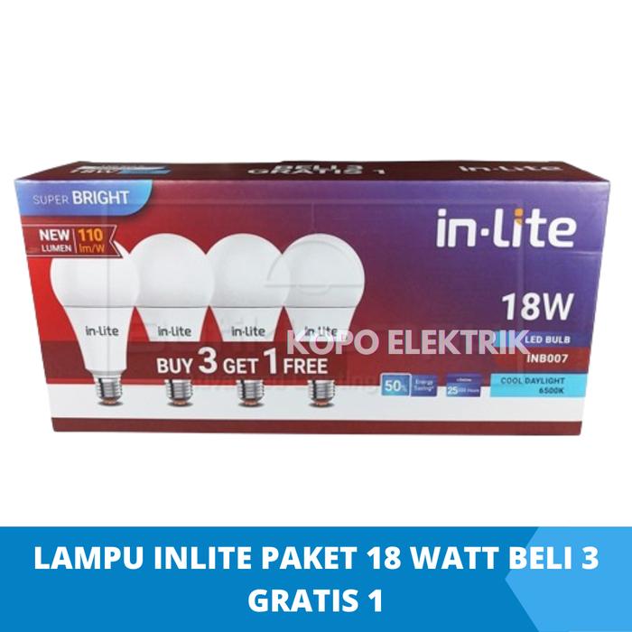 Jual Lampu Inlite 18w Paket Beli 3 Gratis 1 LED Bulb Multipack 18 Watt ...