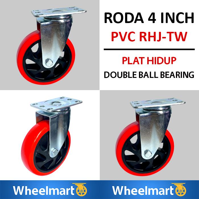 Jual Roda Kastor PVC RHJ-TW Merah - Ukuran 4" - Double Ball Bearing ...