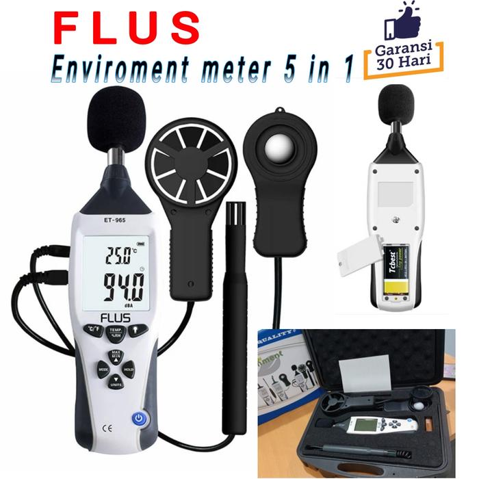 Jual Environment meter 5 in 1 FLUS ET-965 Lux, sound, Humidity, Thermo ...