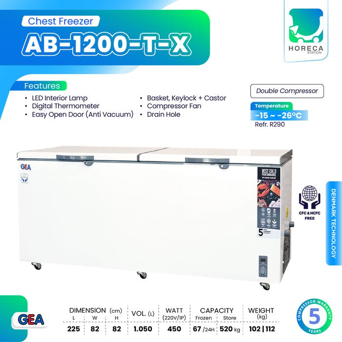 Jual GEA Chest Freezer Box 1050 Liter AB-1200-T-X / AB 1200 T X ...