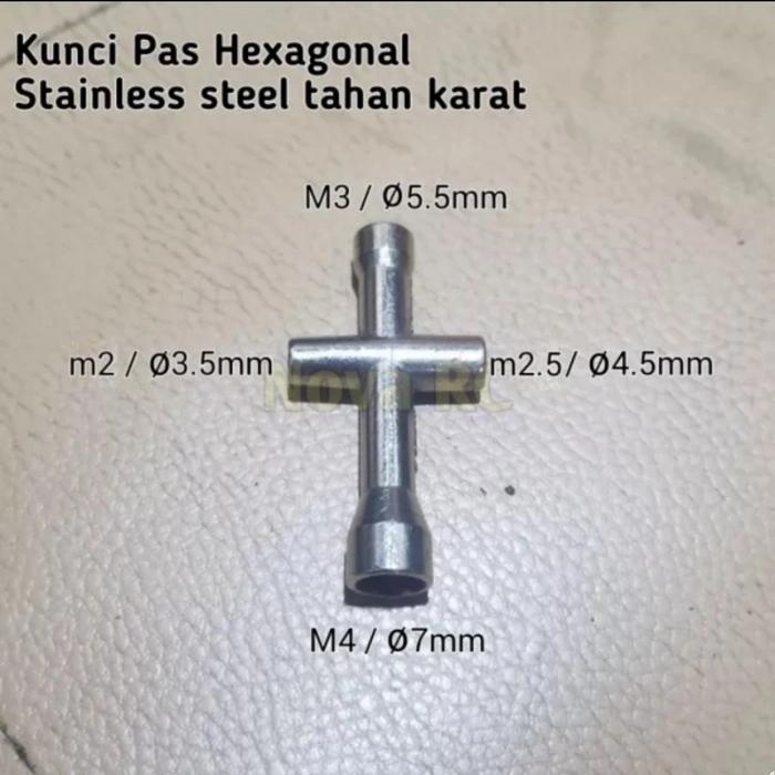 Jual Kunci Pas Cross Wrench Bentuk Hexagonal 4 Ukuran M2 M2.5 M3 M4 for ...