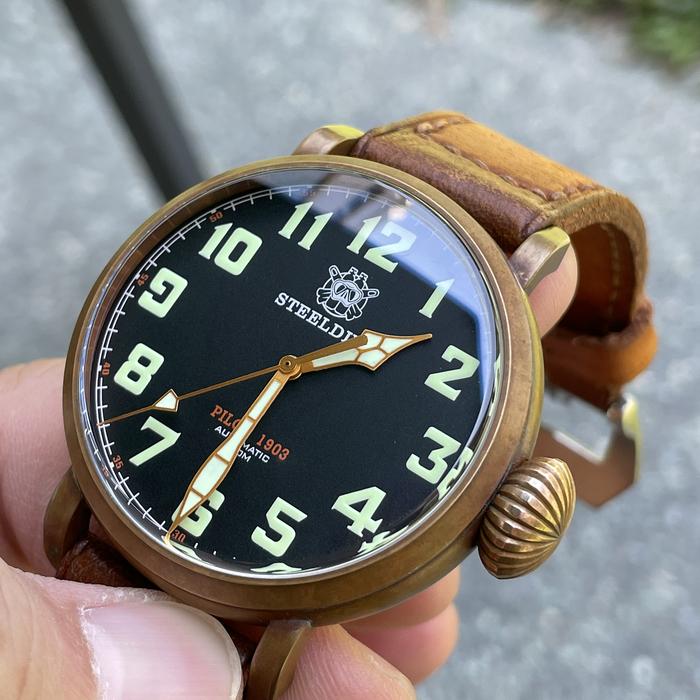 Jual Steeldive Bronze Pilot Homage 46mm Big Crown Sport Men Watch ...