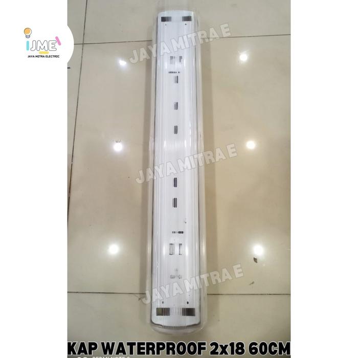 Jual Kap TL Waterproof 2x18 IP65 Set + Lampu T8 LED 8 Watt Ecofit ...