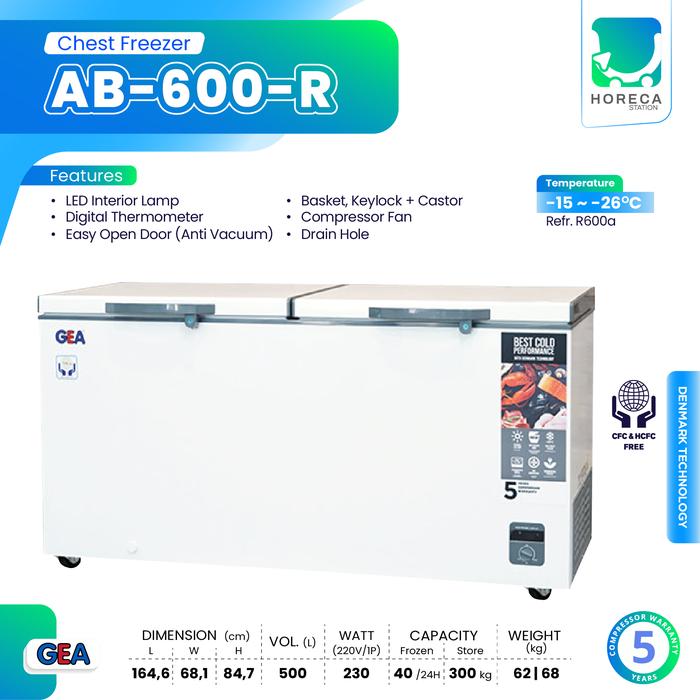 Jual GEA Chest Freezer Box 500 Liter AB-600-R / AB 600 R / AB600R ...