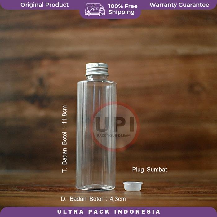 Jual BOTOL PET RF 150ML CLEAR & PLUG SUMBAT + TUTUP ULIR ALUMINIUM ...