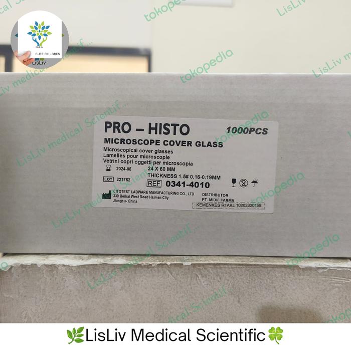Jual PRO - HISTO MICROSCOPE COVER GLASS 24X60 MM. @1000 pcs/Box - Kota ...