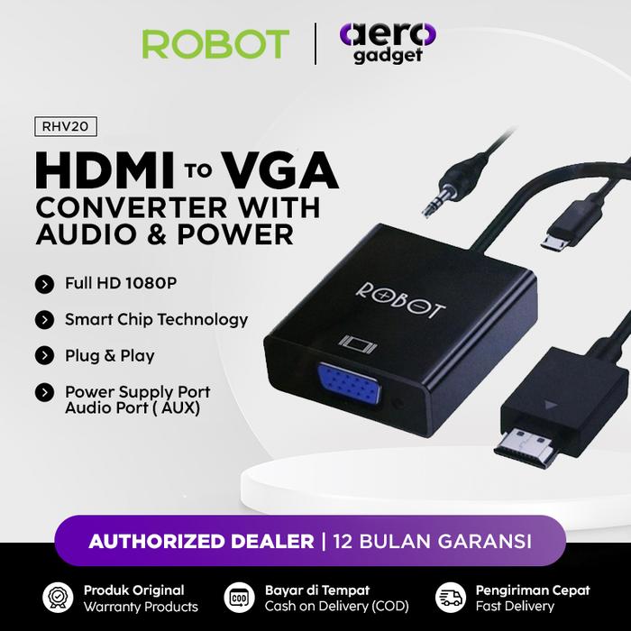 Promo ROBOT Hdmi to Vga Adapter Converter with Audio & Power RHV20 ...