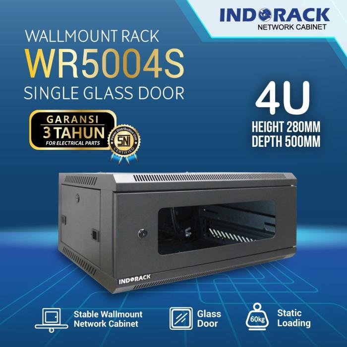 Jual WALLMOUNT INDORACK WR5004S 4U 500MM SINGLE DOOR RACK SERVER WALL ...