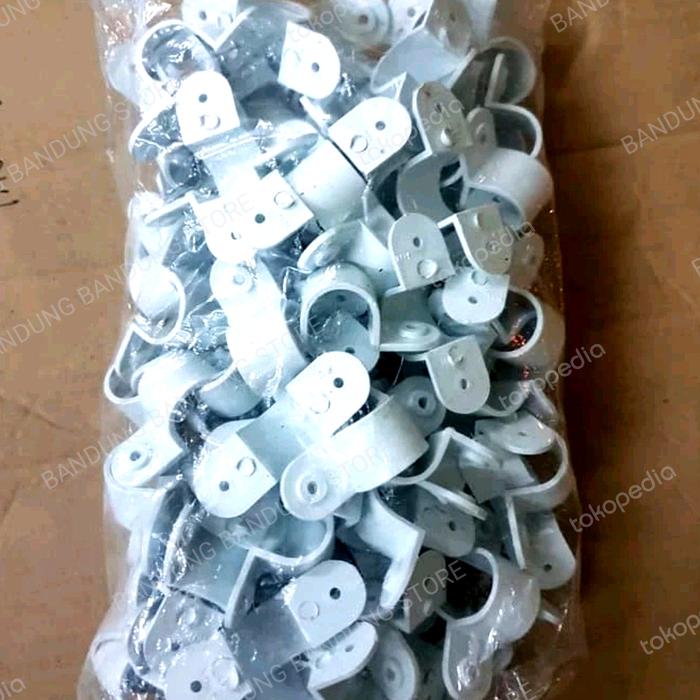 Jual KLEM PIPA 20MM PUTIH KLEM PIPA CONDUIT 20MM KLEM 20MM PIPA LISTRIK ...
