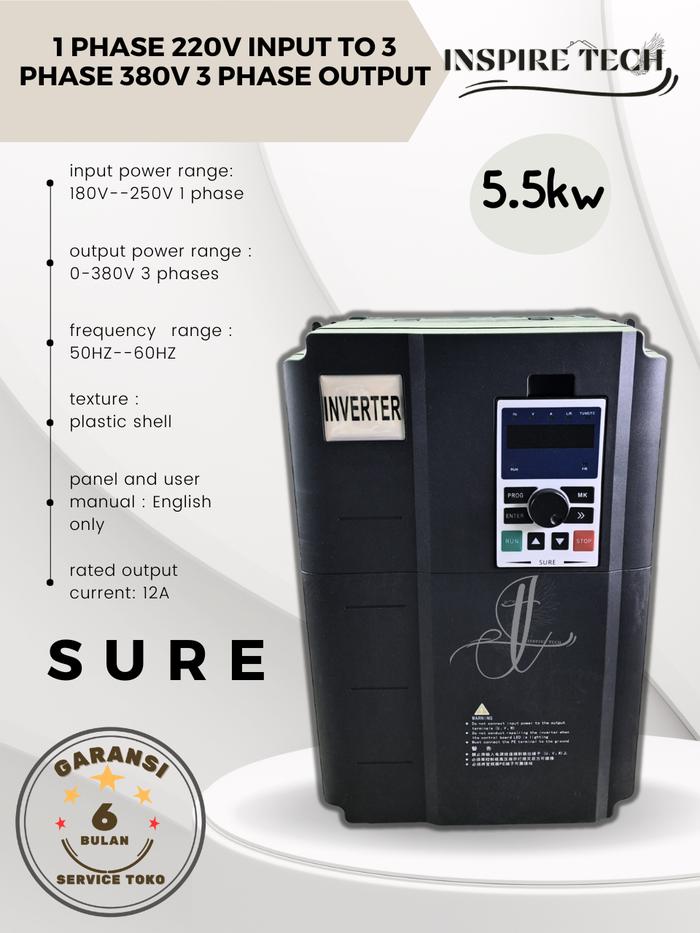 Promo Inverter 5.5 KW 220 V 1 phase to 380 V 3 phase output Speed Controller - Jakarta Barat ...