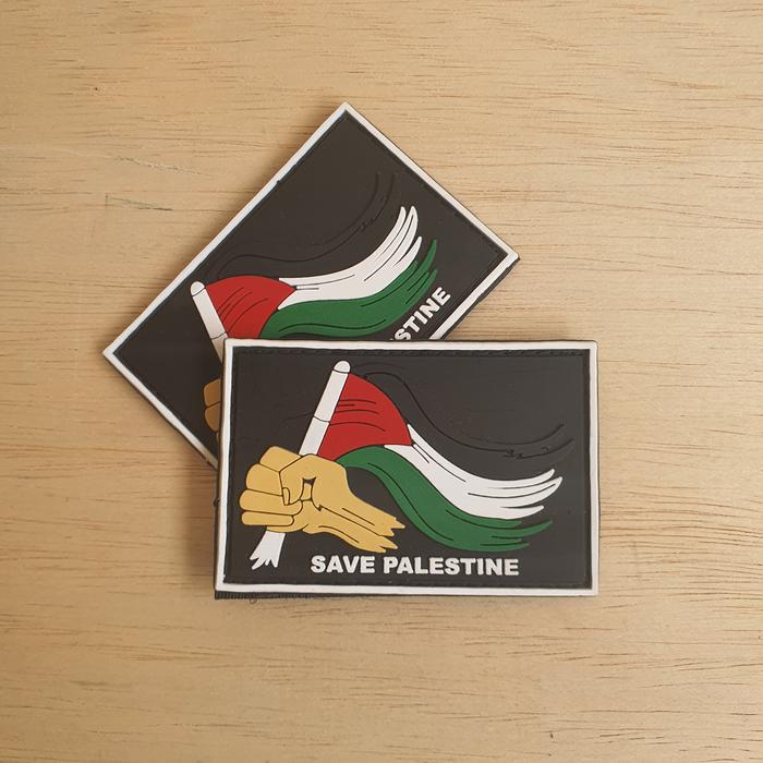 Jual patch rubber logo save palestine bendera berkibar dasar hitam ...