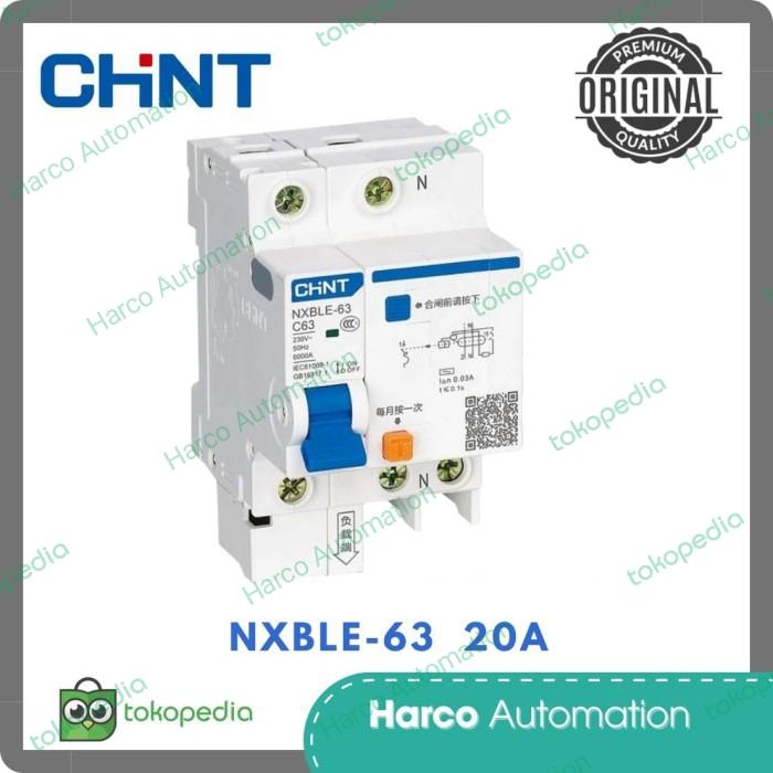 Jual RCCB ELCB RCBO CHINT NXBLE-63 NXBLE63 1P+N 20A 30mA 6kA - Jakarta Barat - Harco Automation ...