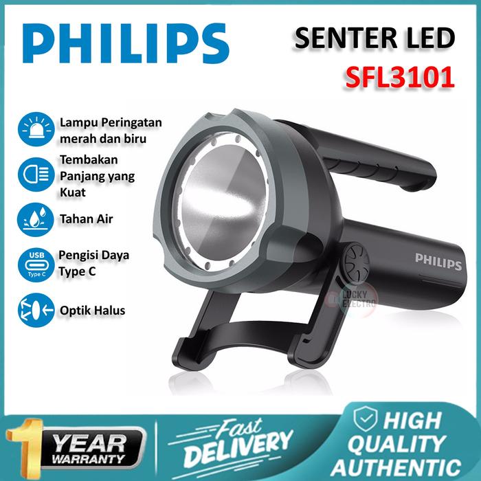 Promo Philips Senter Led Super Terang Senter Cas Led Senter Led Tahan ...