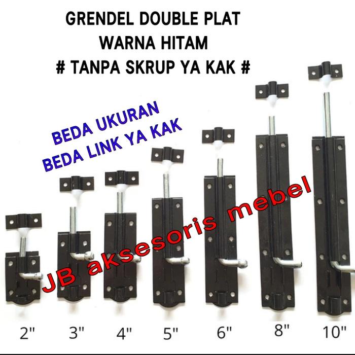 Jual GRENDEL DOUBLE PLAT HITAM / SELOT SLOT BESI KUNCI PINTU DOBEL PLAT ...