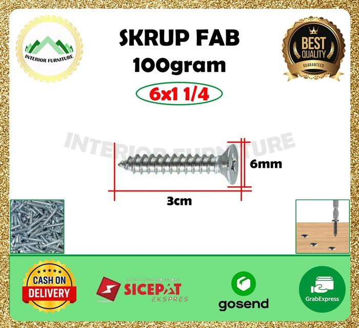 Jual Sekrup FAB sekrup GYPSUM skrup DRYWALL kayu sekrup Triplek 100 ...