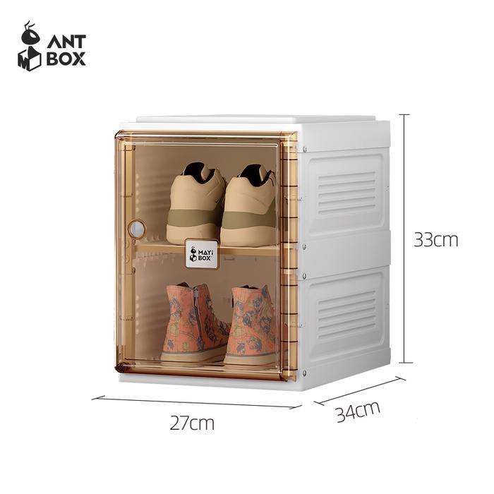 Promo ANTBOX Rak Sepatu Susun Tertutup Serbaguna Lemari Sepatu Transparan - 1 BARIS 2 BOX - Kab ...