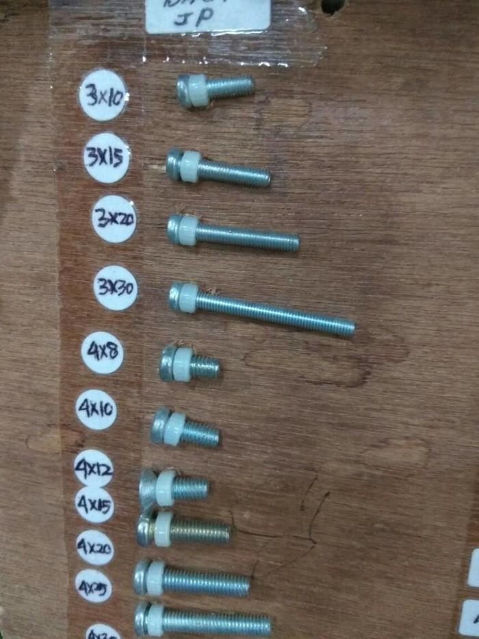 Jual Baut JP 3 x 30 mm lengkap BAUT MUR 100 set Galvanis Putih ...