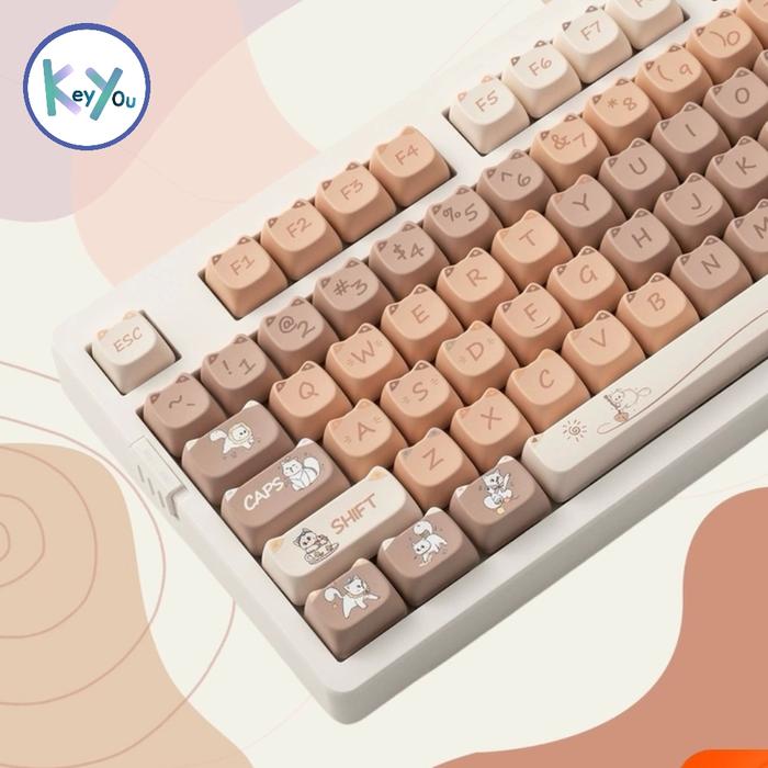 Jual Brown Palm Cat stack kitten keycaps MAO pbt not pink rabbit cute - Kota Salatiga - KeyYou ...