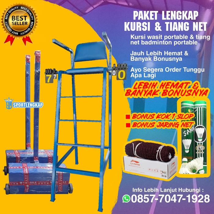 Jual Paket Lengkap Kursi Wasit portable & Tiang Net Badminton Portable ...