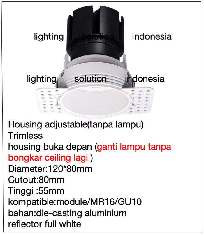 Jual housing kap module spotlight mewah adjustable buka depan trimless T - Jakarta Utara ...