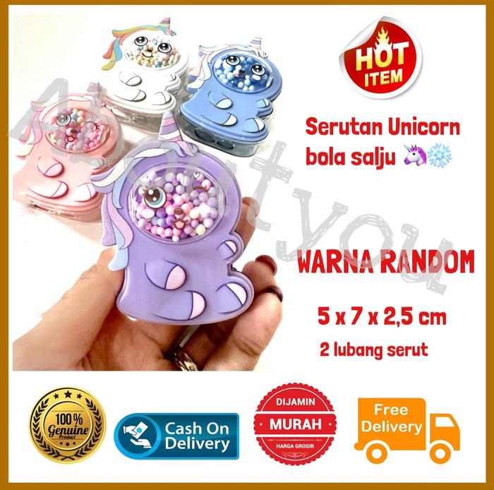 Promo Serutan pensil Unicorn Bola salju Rautan pensil 2 lubang Karakter ...
