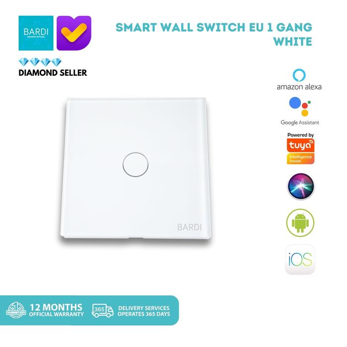 Promo BARDI Smart Wall Switch EU1 Gang PUTIH Saklar WiFi Touch Sentuh ...