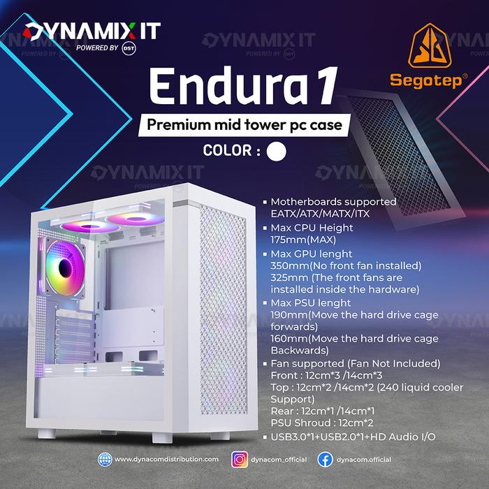 Jual Segotep ENDURA 1 Airflow Tempered Glass E-ATX PC Case - White - Kota Surabaya - Dynamix IT ...