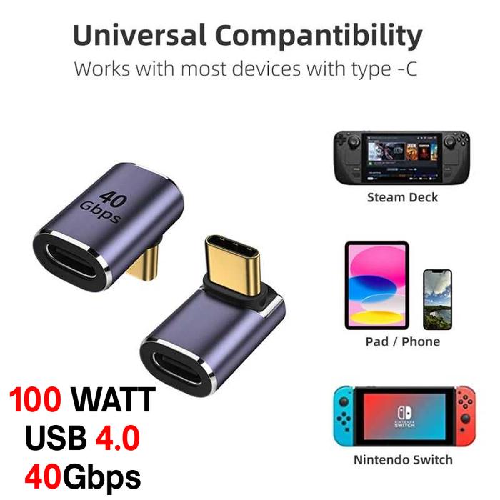 Jual 100W 40Gbps 90 L SHAPE USB TYPE C TO TYPE C ADAPTER - C TO C ...