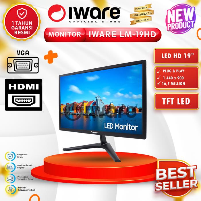 Promo Monitor Led Iware LM-190HD 19" HDMI VGA Plug N Play Cicil 0% 3x ...