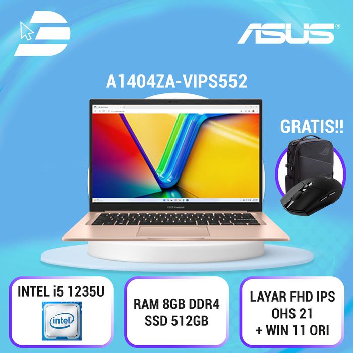Jual Asus Vivobook 14 A1404ZA-VIPS552 /Core i5-1235U/8GB/512GB SSD/14 ...