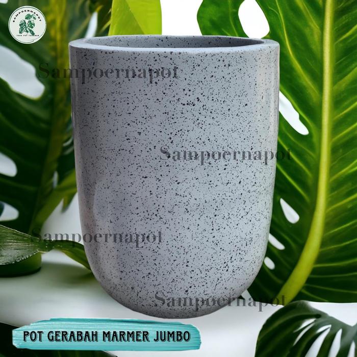 Promo POT GERABAH MARMER KAPSUL TINGGI D30 T40 SPRINKLE GRAY GLOSSY ...