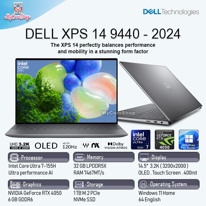 Jual DELL XPS 14 9440 ULTRA 7-155H 32GB 1TB SSD RTX 4050 6GB 14" OLED ...