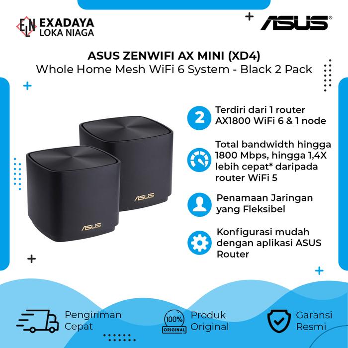 Promo ASUS ZenWiFi AX Mini (XD4) BLACK 2 PACK Whole Home Mesh WiFi 6 ...