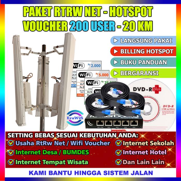 Jual Paket Usaha RT RW NET HOTSPOT Voucher Full Setting 200 User 20 KM - Jakarta Pusat - Era ...