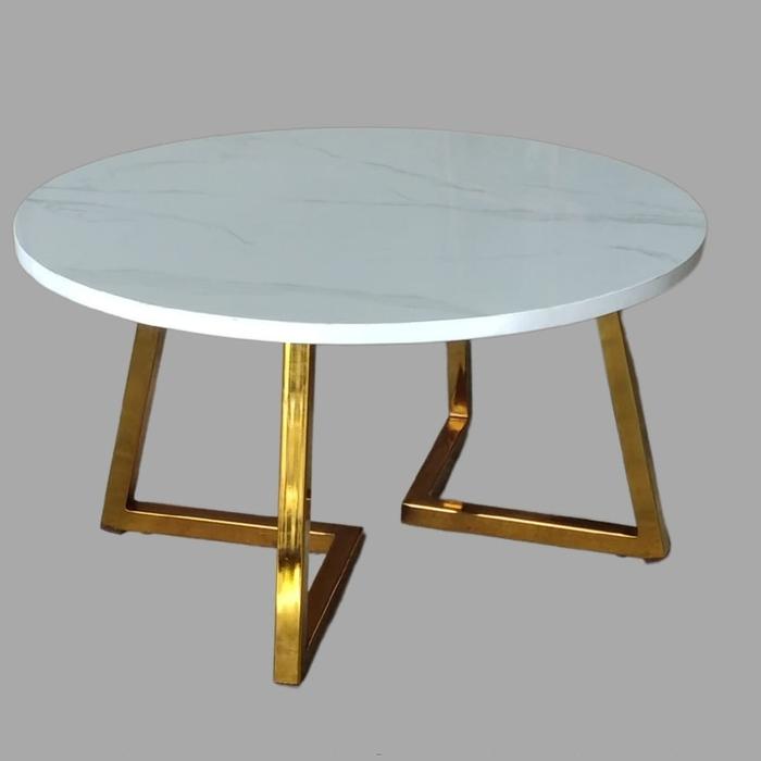 Jual Meja Tamu Bulat - Top Table Granite- Kaki Besi GOLD- 80CM - Kota ...