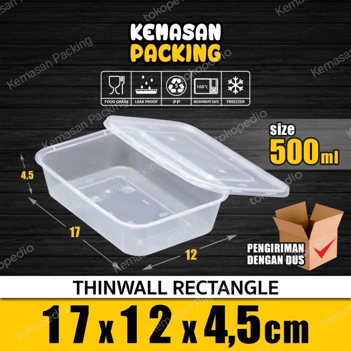 Jual Thinwall 500ml Rectangle - Kotak makan plastik food grade isi 25pc ...