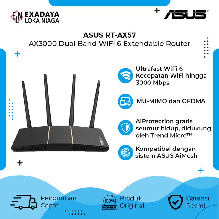 Jual ASUS RT-AX57 Extendable Router ASUS RT-AX57 (AX3000) Dual Band ...