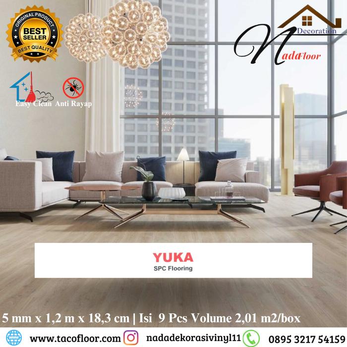 Jual lantai spc flooring yuka motif kayu dan stone tebal 5 mm anti ...