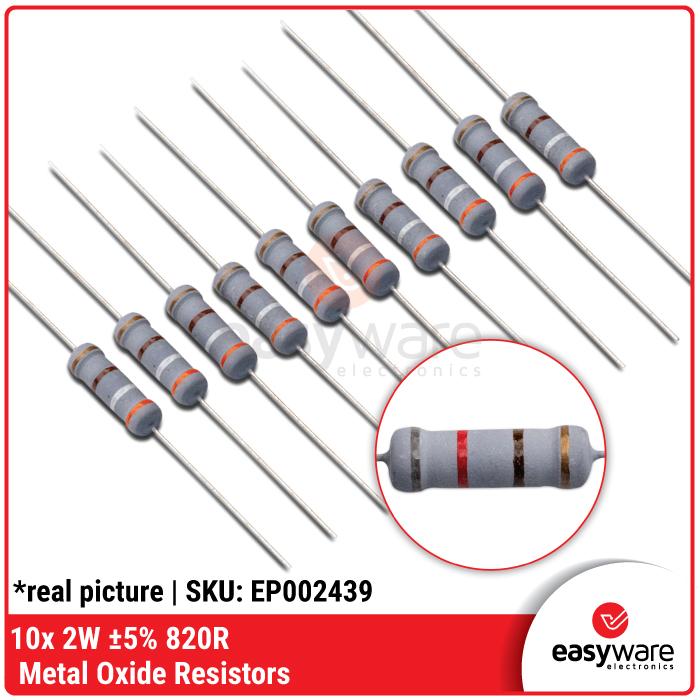 Jual 10pcs Resistor 820 Ohm 2W 5% Metal Oxide Resistor 820R 2 Watt ...