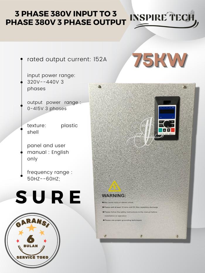 Jual Motor Inverter SURE 75 KW 3 Phase 380 V to 380 V 3 phase Output ...