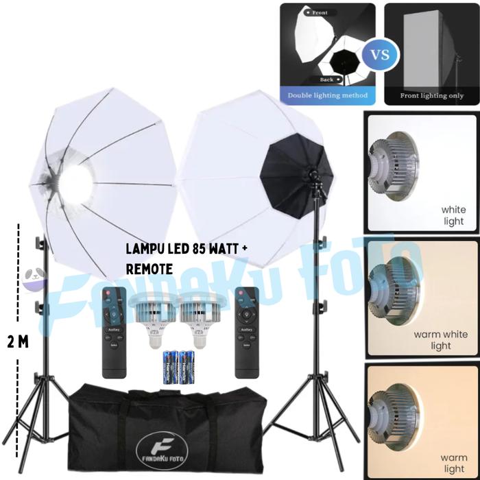 Jual Studio Foto Led Lighting Paket Softbox Octagon E27 + Lampu Cri 95 ...
