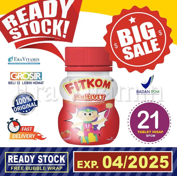 Promo Fitkom Multivitamin Tablet Hisap Anak Rasa Strawberry isi 21 ...
