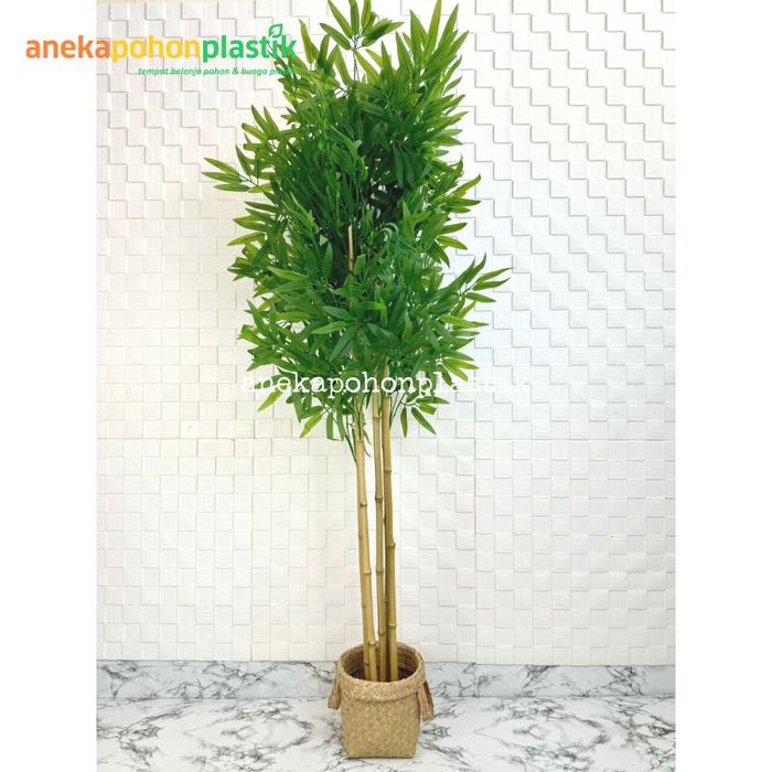 Jual Pohon Daun Bambu Hijau Latex Artificial Pot Dasar Cover Purun ...