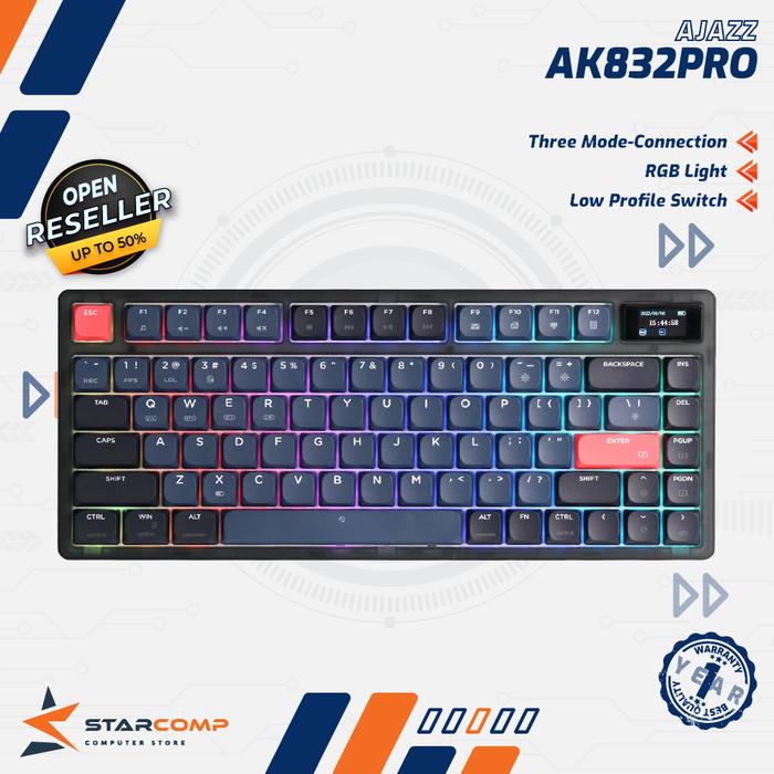 Jual Ajazz Ak832pro 75% Low Profile Mechanical Keyboard 3-mode Rgb With ...
