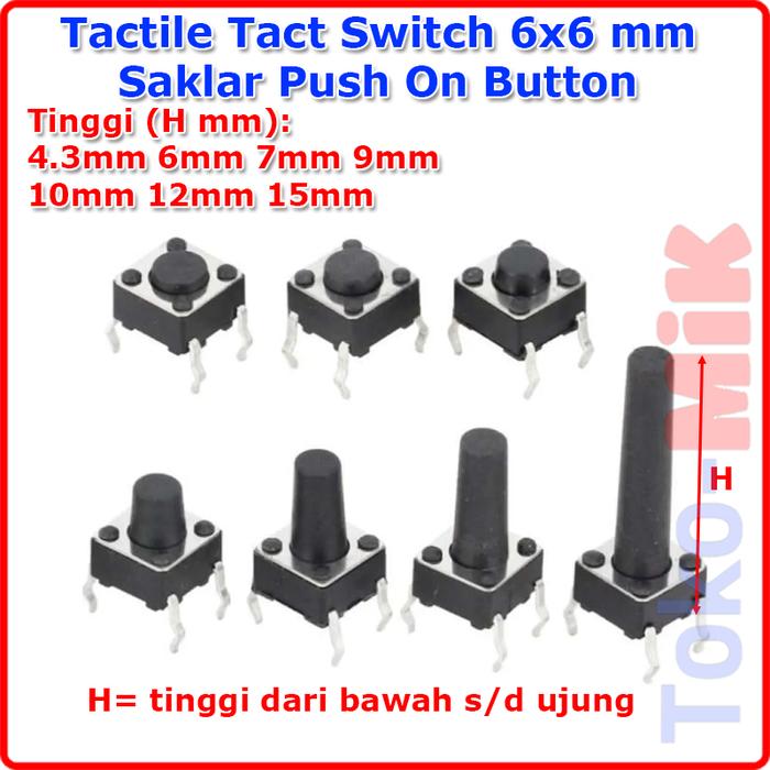 Jual Tactile Push Button Switch Momentary Tact Switch 6x6 4 Pin DIP ...