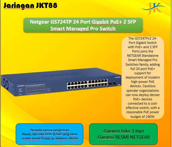 Jual Netgear GS724TP 24 Port Gigabit PoE+ 2 SFP Smart Managed Pro ...