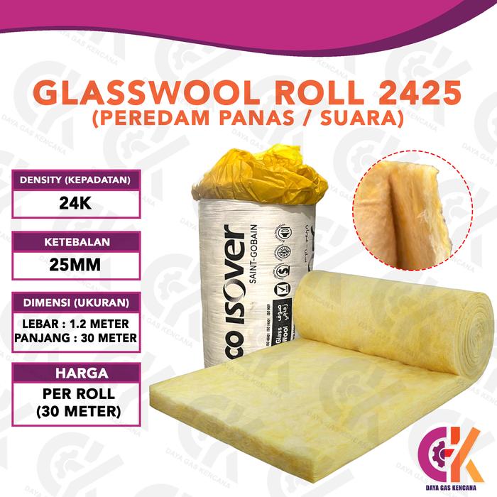 Jual Glasswool Peredam Suara Panas 2425 // Glass Wool Fiber Roll 24K ...